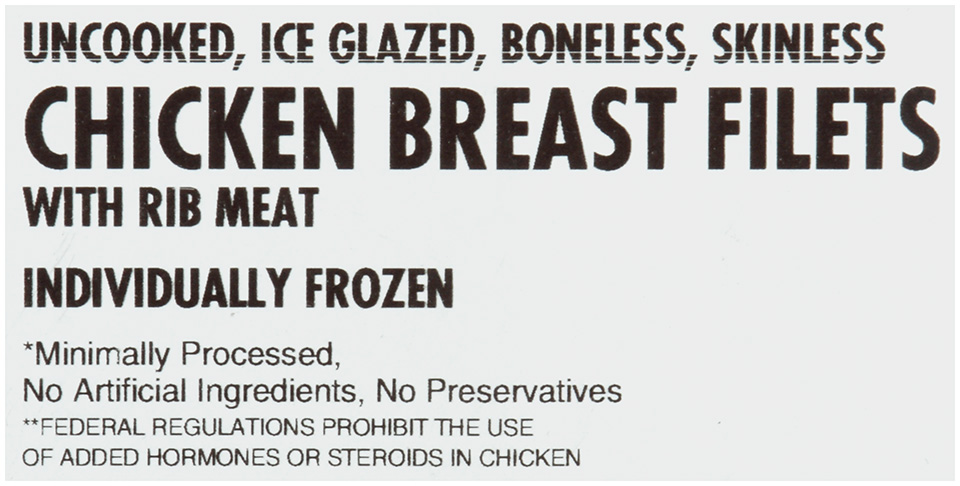 CHICKEN, BREAST, UNBREADED, BONELESS, SKINLESS, INDIVIDUAL QUICK FROZEN ...