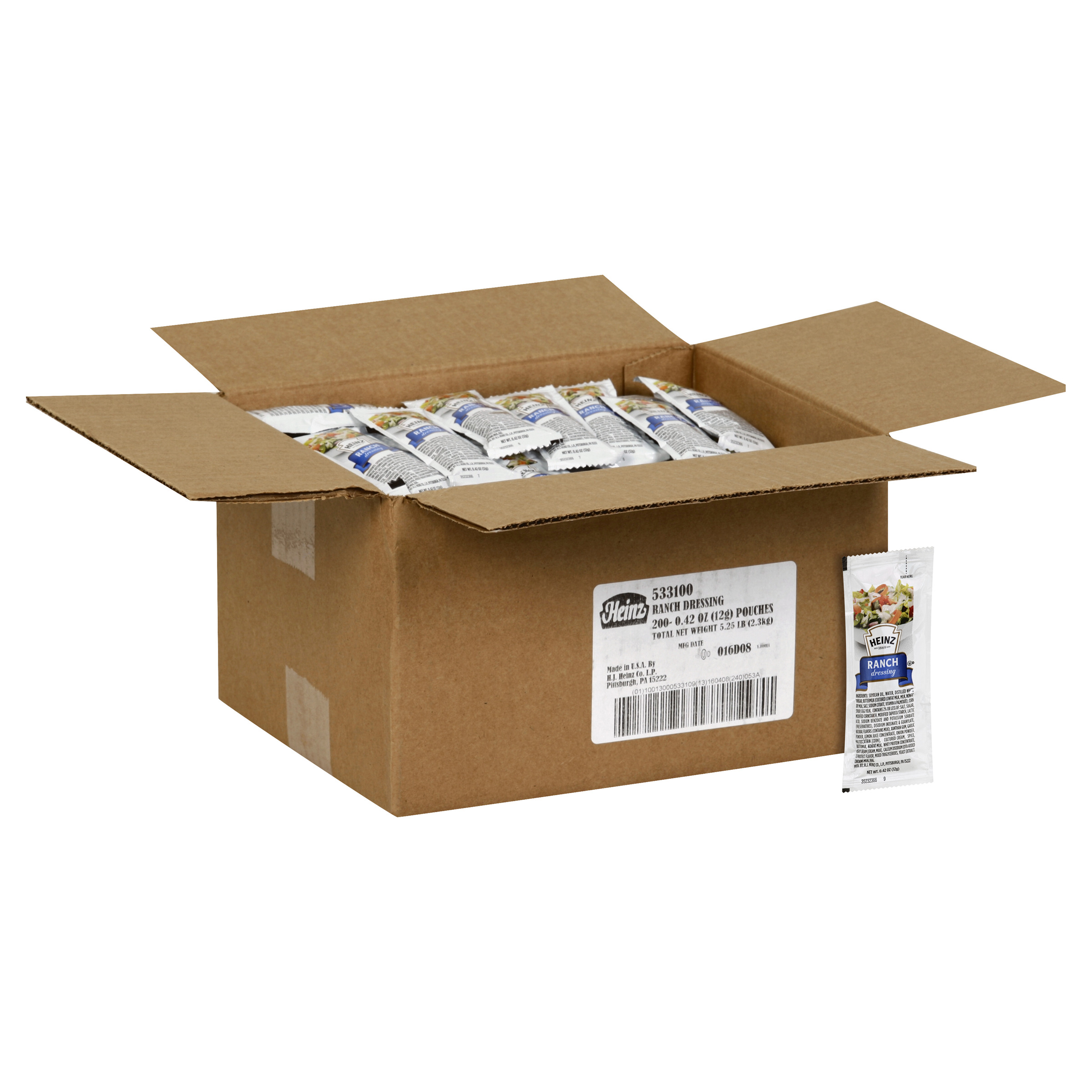 Heinz Single Serve Ranch Dressing, 12 gr. Packets, 200 per case - Feesers