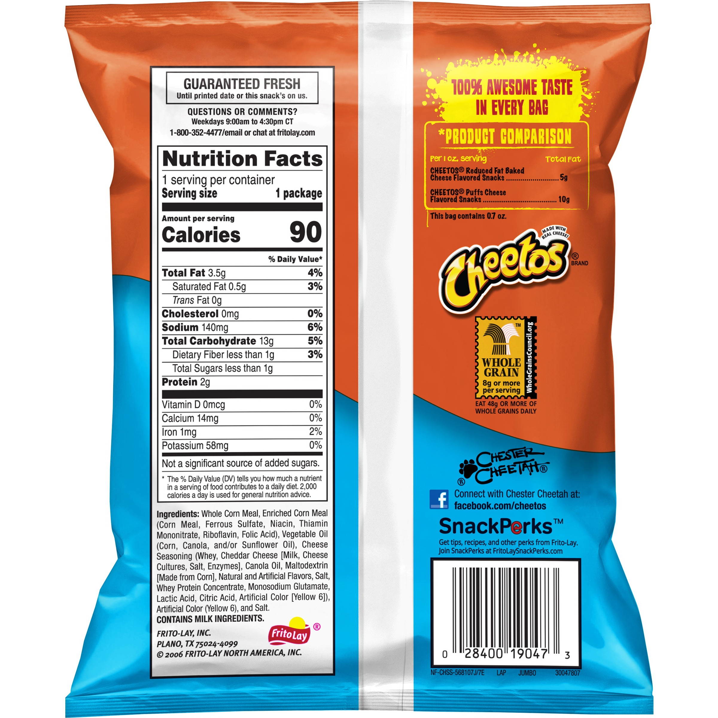 SNACK FOODS, CHEETOS, MELLOW PUFFS, WHOLE GRAIN - Feeser's