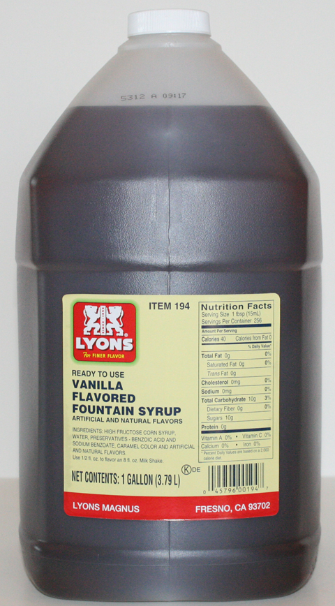 SYRUP, VANILLA, FOUNTAIN, READY TO USE - Feesers